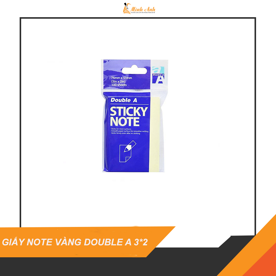 Giấy ghi chú vàng Double A - KT 3*2 | Giấy ghi chú giá rẻ tai vppminhanh.vn